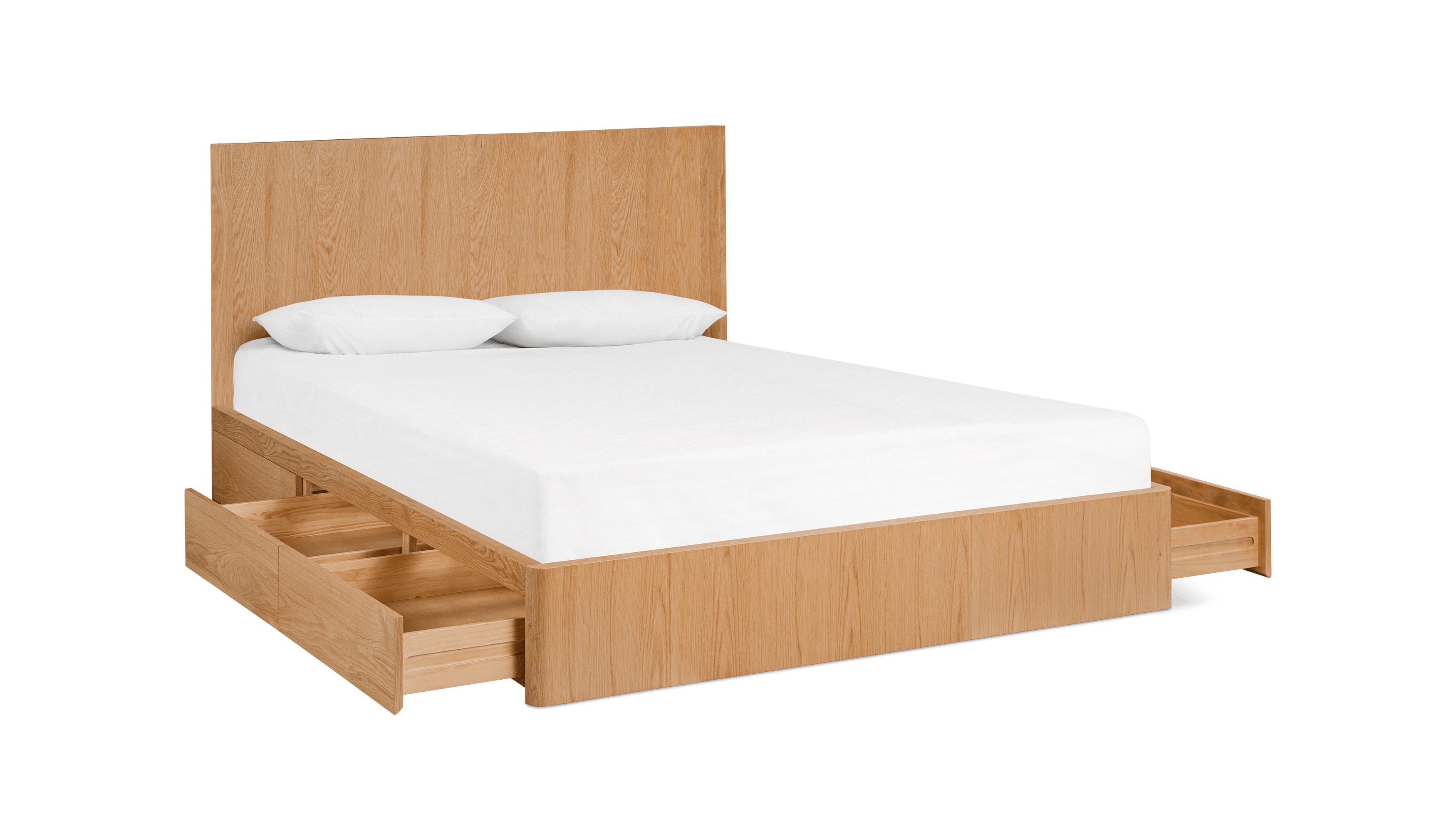 Form Bed With Storage, Queen, White Oak