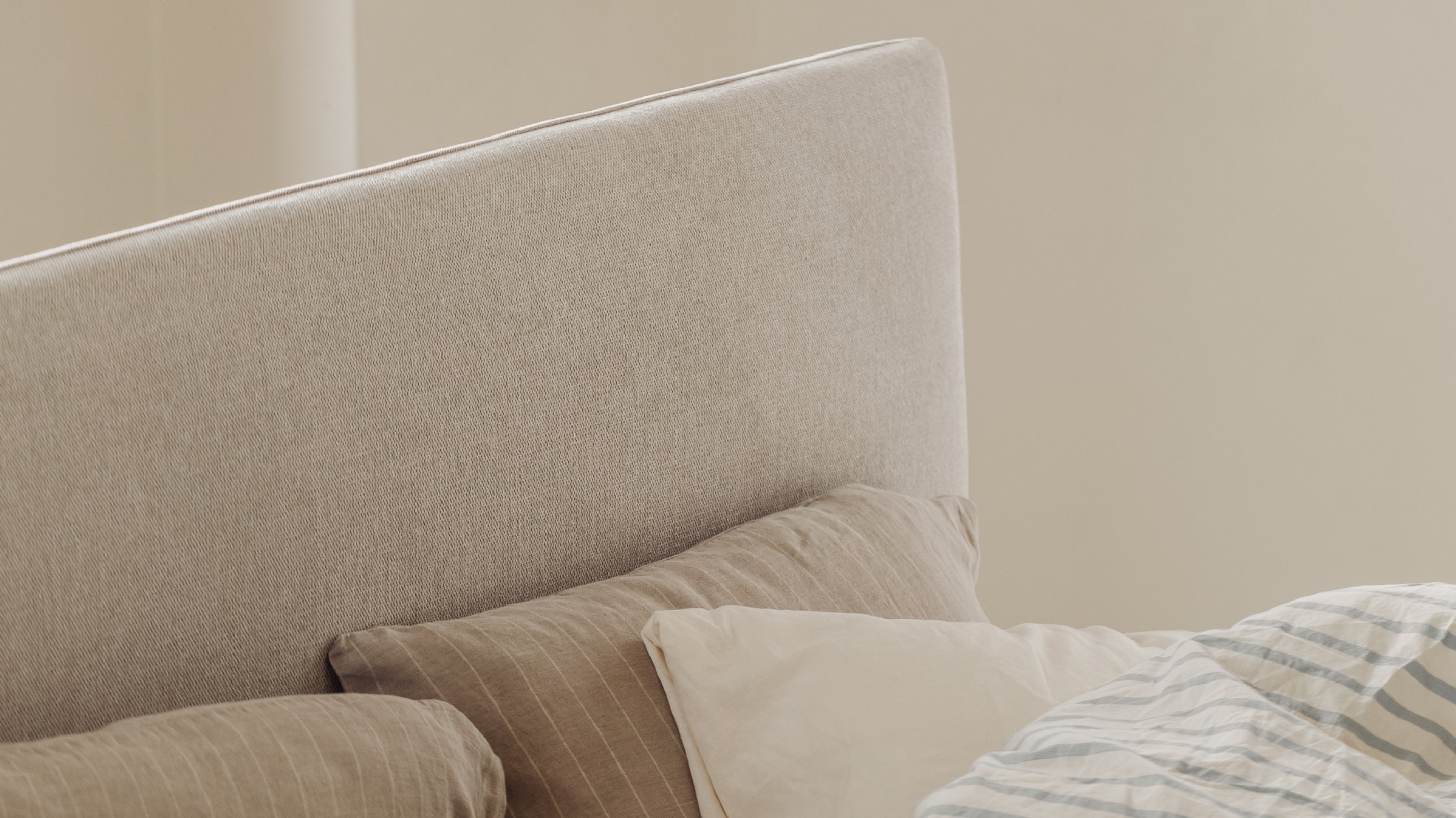 Wave Bed High Headboard with Storage, Queen, Latte – Sundays Company