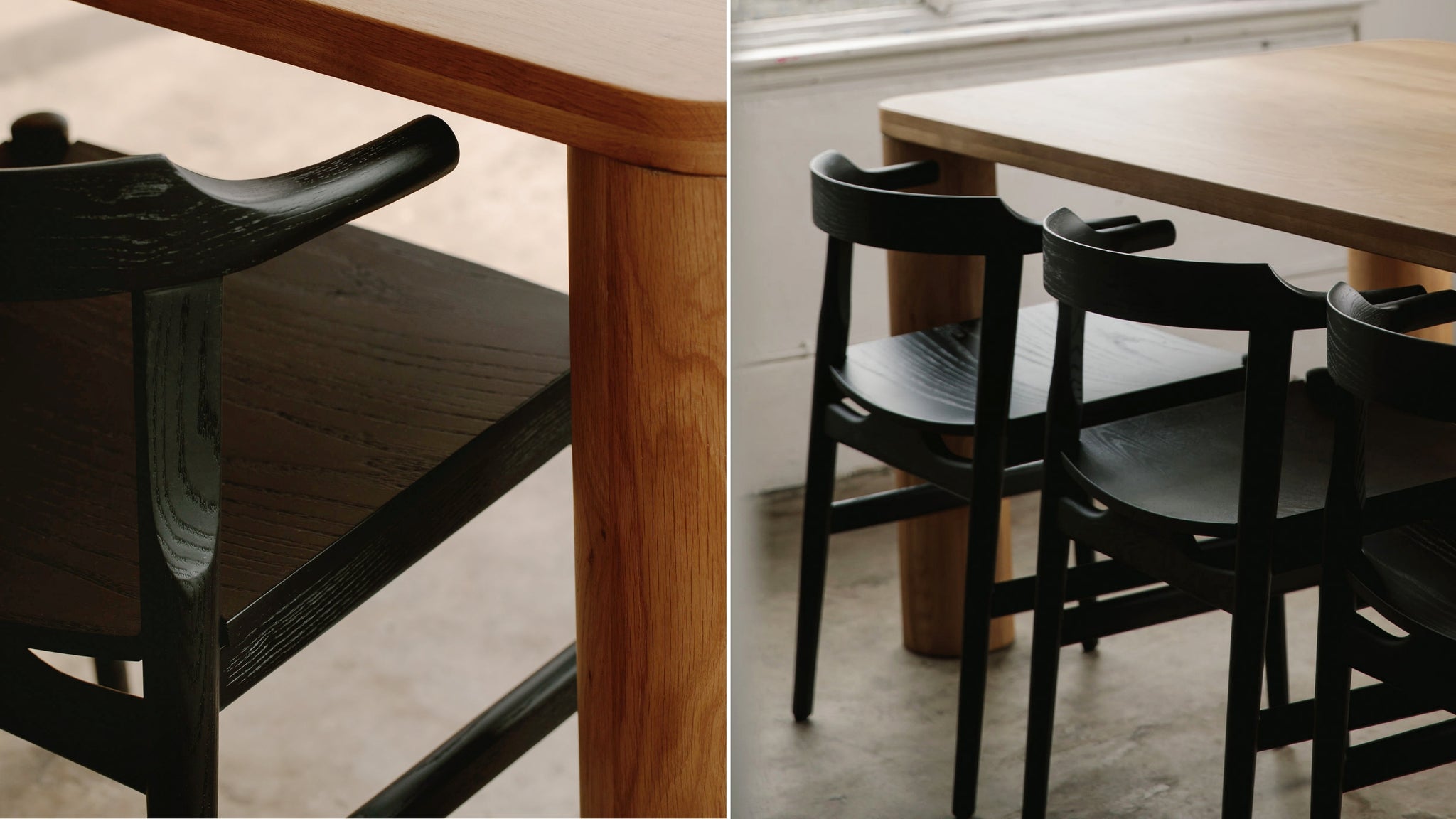 Tuck In Dining Chair, Black Ash, Wood Seat – Sundays Company