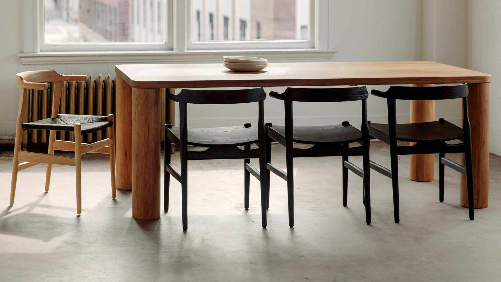 Tuck In Dining Chair, Black Ash, Wood Seat – Sundays Company