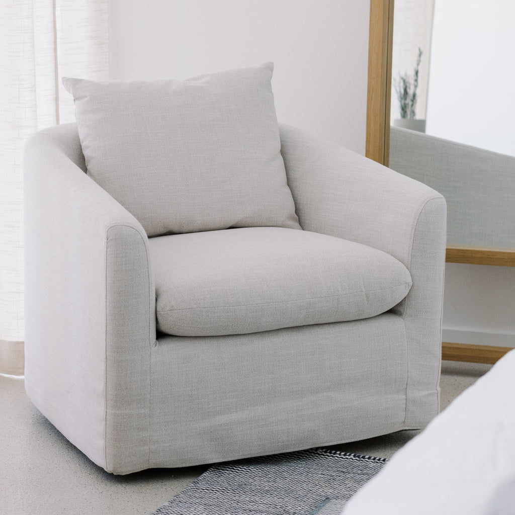 Sink In Swivel Lounge Chair, Pearl - Sundays Company