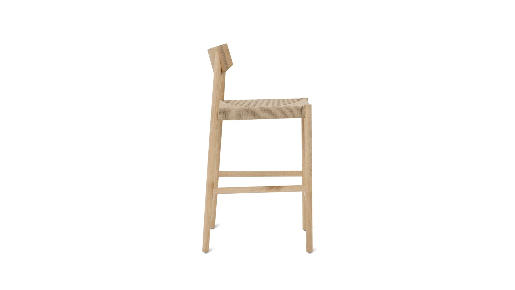 Dinner Guest Counter Stool, White Oak/ Natural Papercord Seat