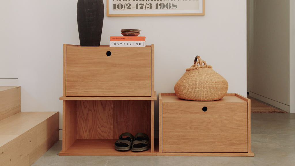 Keep Stacking Storage System, Closed, White Oak