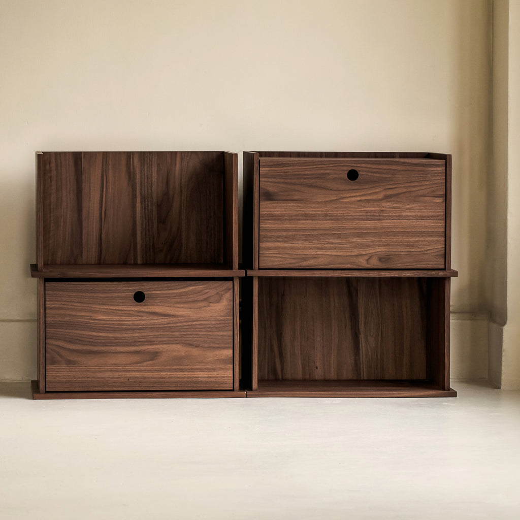 Keep Stacking Storage System 4-Piece, Open and Closed, Walnut - Sundays ...