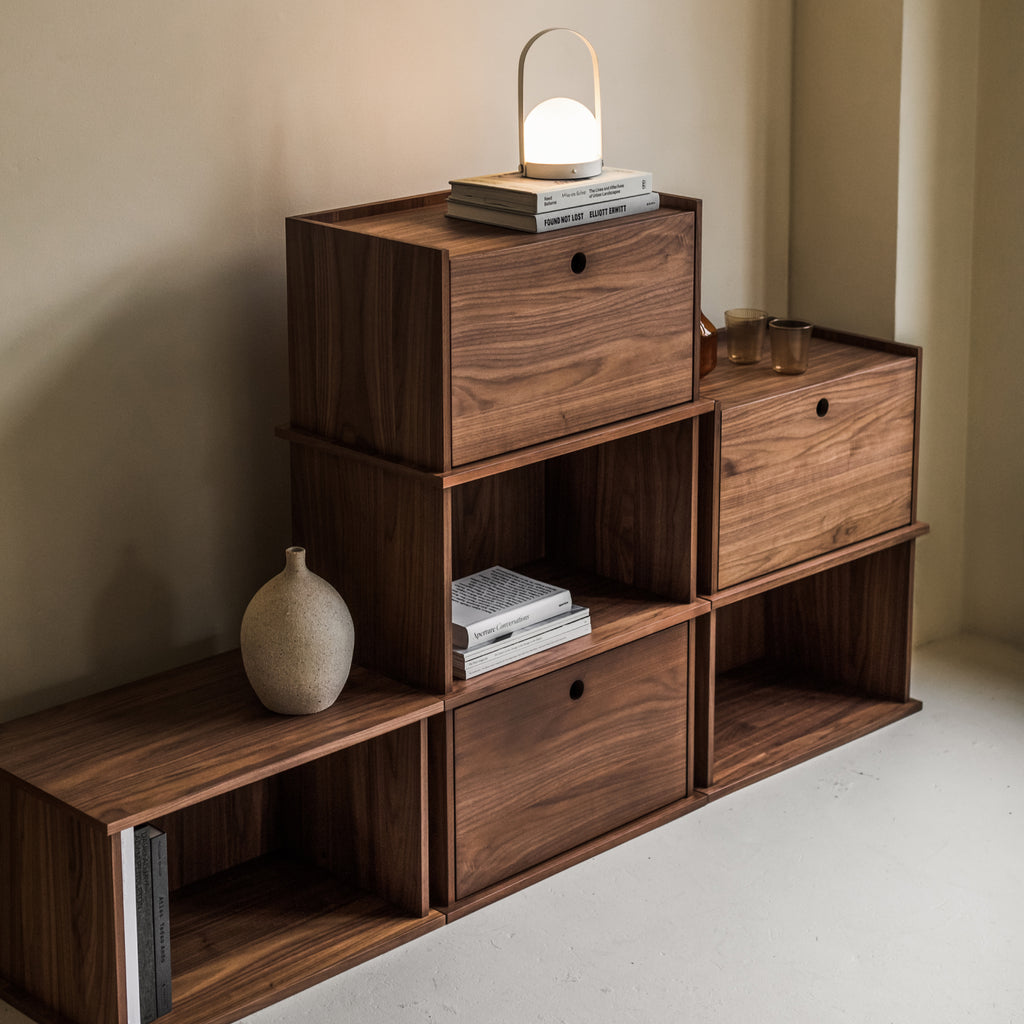 Keep Stacking Storage System 6-Piece, Open and Closed, Walnut - Sundays ...