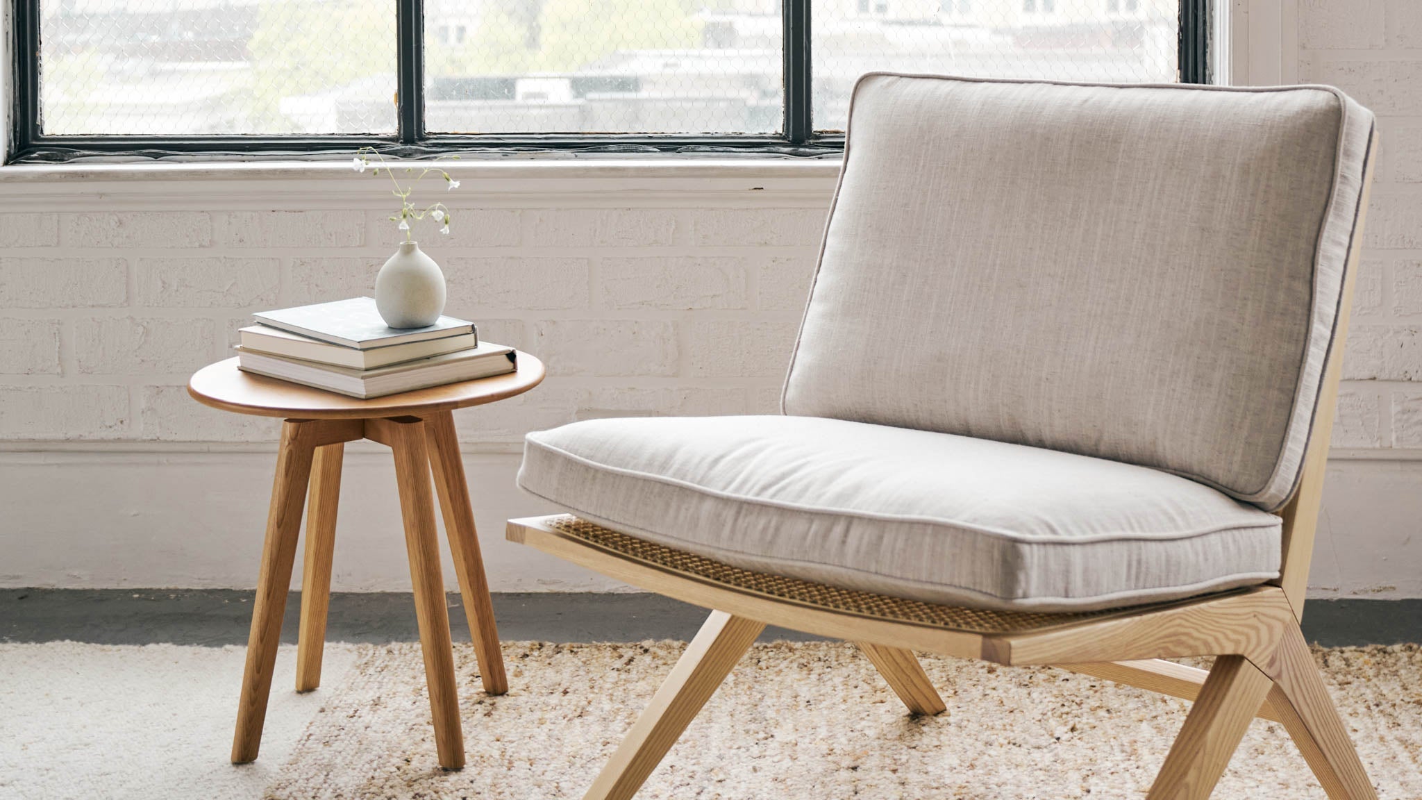 Endless Summer Lounge Chair with Cushion, White Ash/Natural Fabric ...